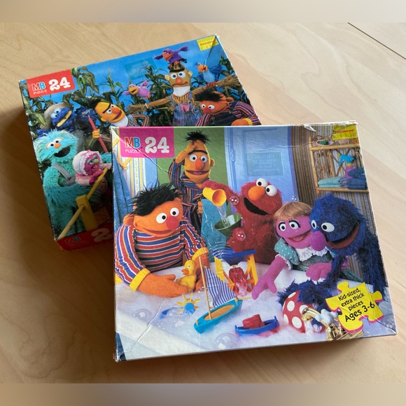 Milton Bradley | Toys | Vintage Sesame Street Jigsaw Puzzles 24 Pieces ...